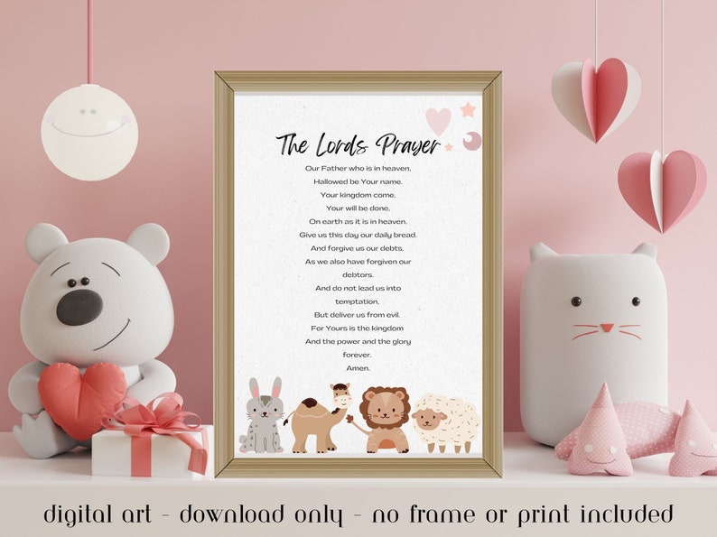 The Lords Prayer, Our Father in Heaven, Nursery Art, Download, Bible ...