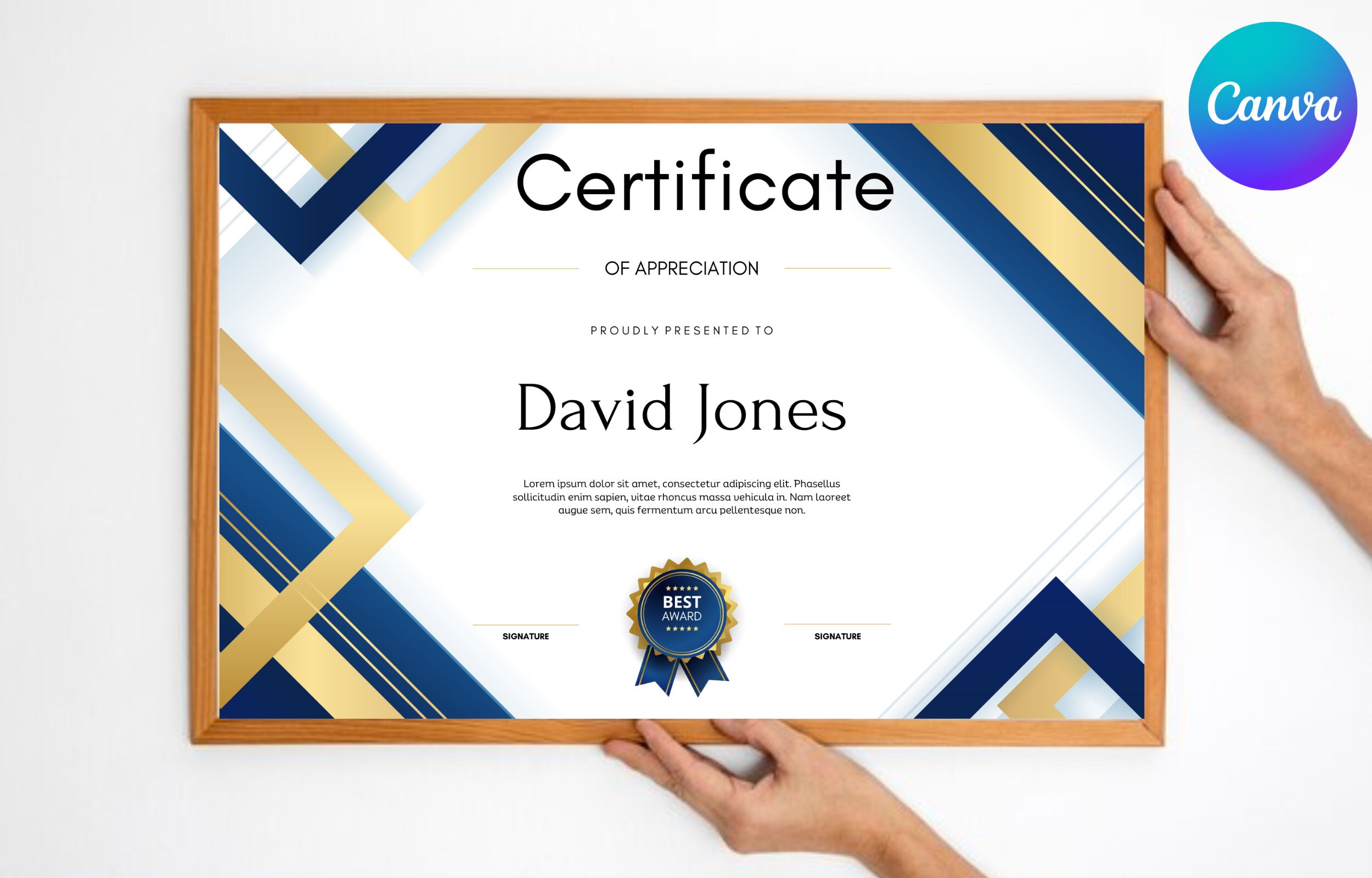Blue and Gold Elegant Certificate of Appreciation Template ...