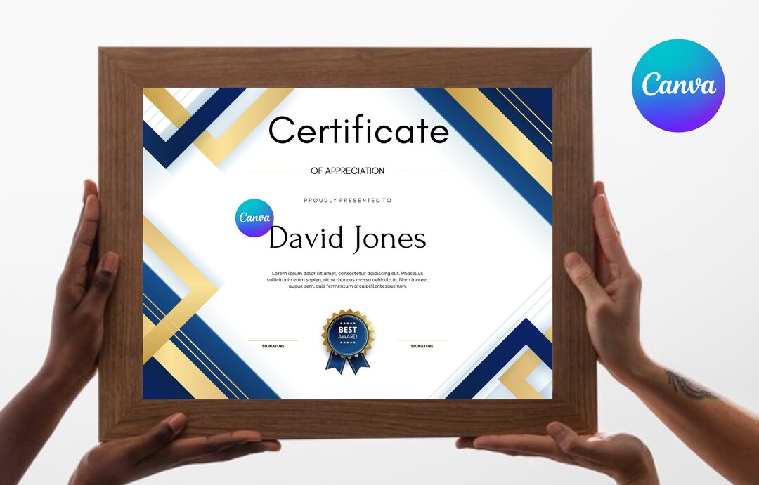 Blue and Gold Elegant Certificate of Appreciation Template ...