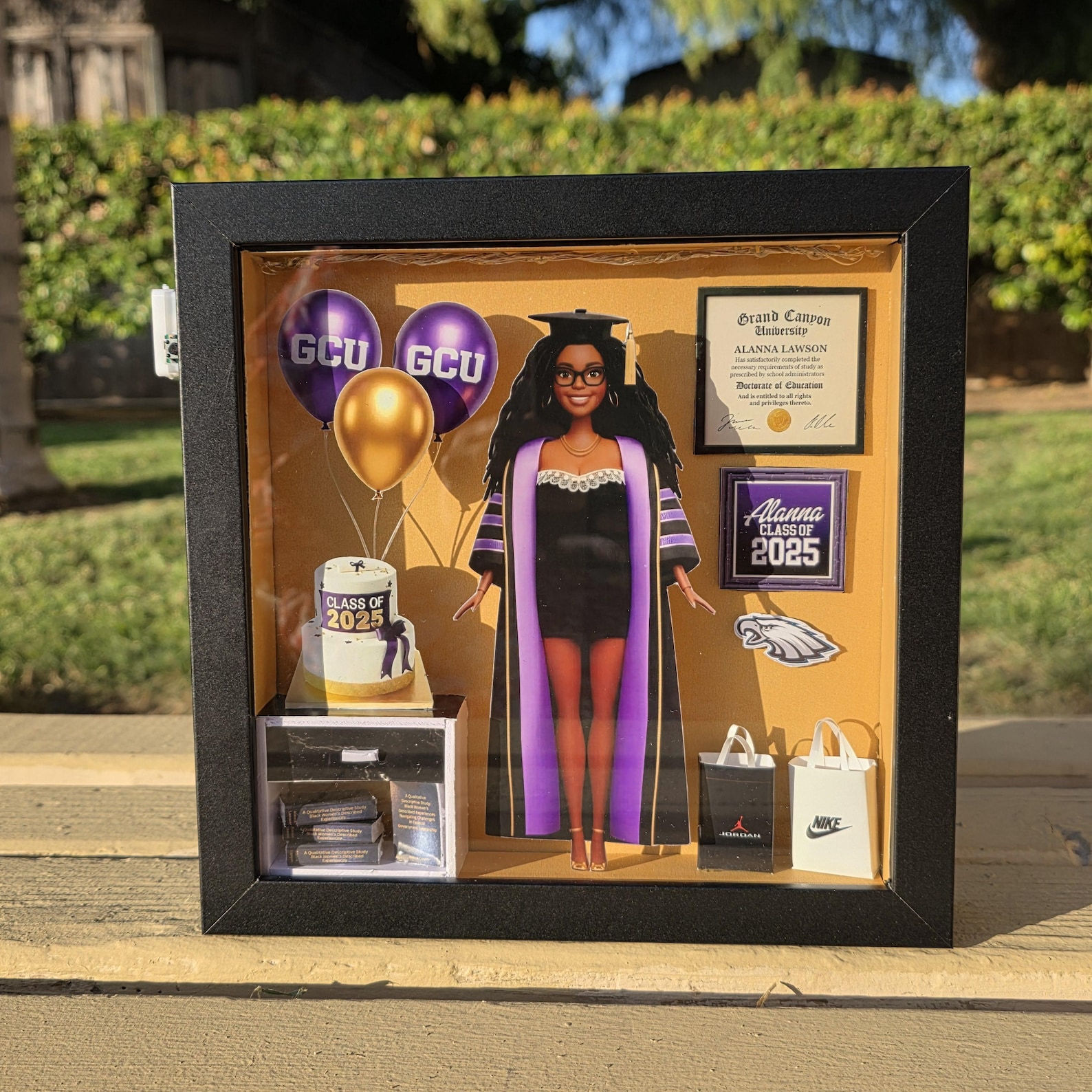 Custom Graduation Gift Shadow Box Personalized Barbie Doll Cutout Grad ...