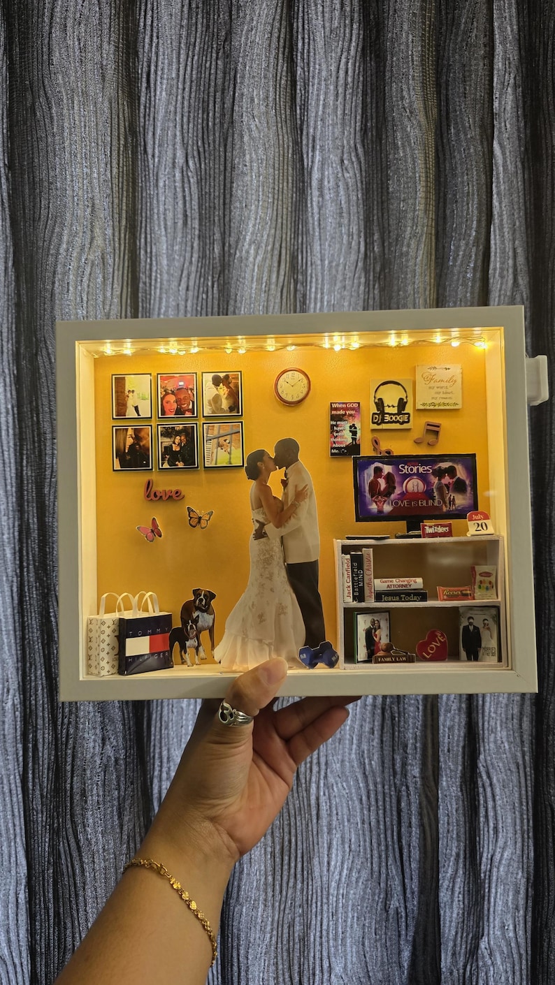 Custom Personalized Shadow Box Unique 3D Miniature Frame Your Photos ...