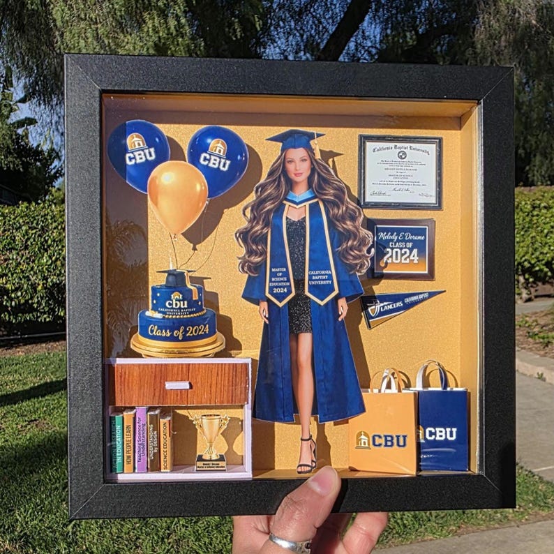 Custom Graduation Gift Shadow Box Personalized Barbie Doll Cutout Grad ...