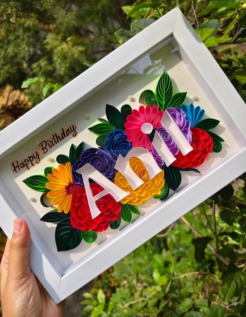 Personalized Custom Name Art, Floral 3D Name Decor Handmade Name Keepsake Wall Decor Birthday ...