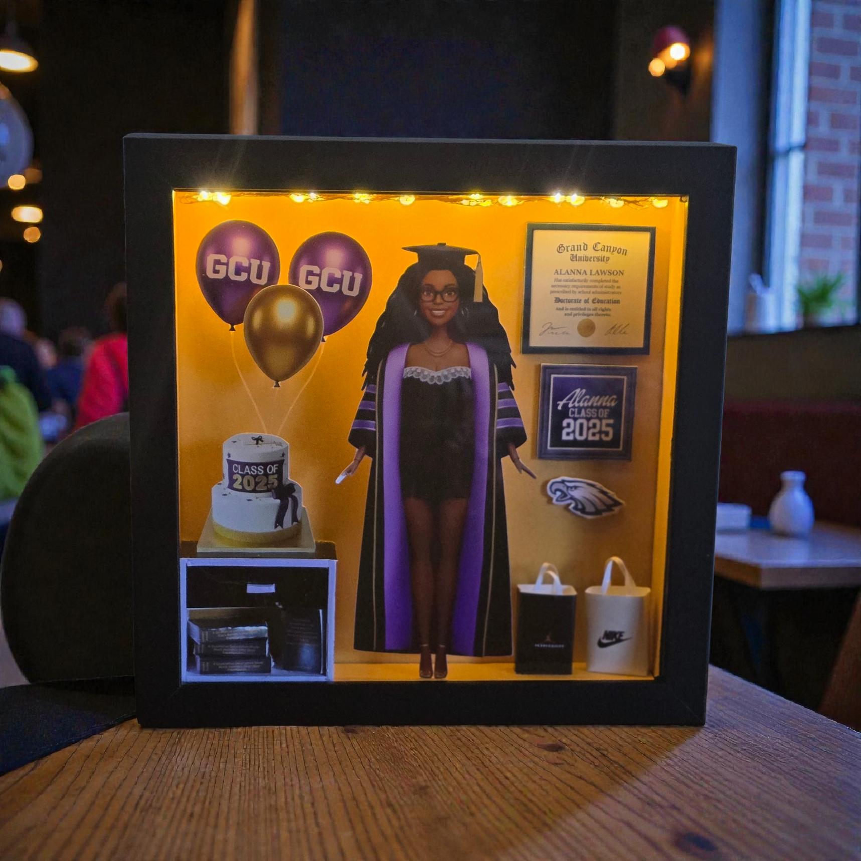 Custom Graduation Gift Shadow Box Personalized Barbie Doll Cutout Grad ...