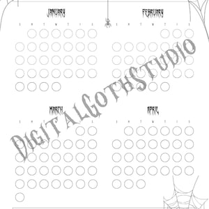 Spiders Tracker, Gothic Habit Tracker, Spooky Tracker, Habit Tracker ...