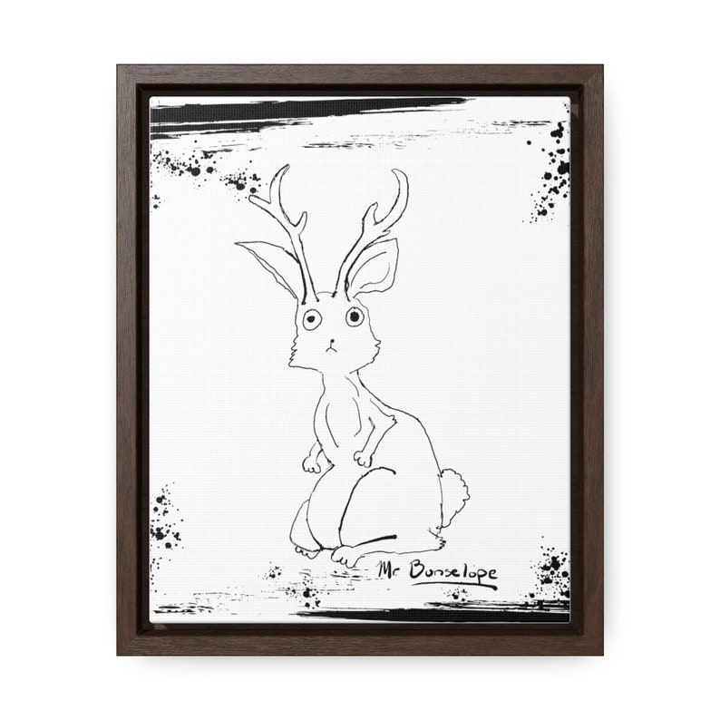Whimsical Cryptid Wall Art, Jackalope Gallery Canvas Framed Art, Quirky Home Decor ...
