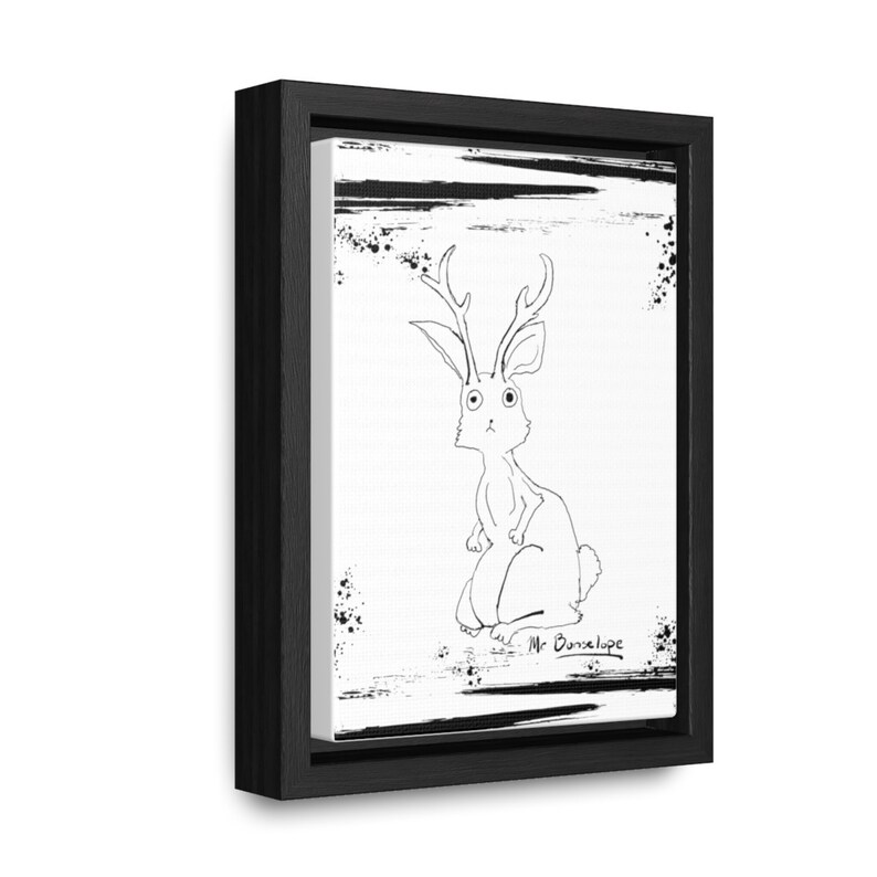 Whimsical Cryptid Wall Art, Jackalope Gallery Canvas Framed Art, Quirky Home Decor ...