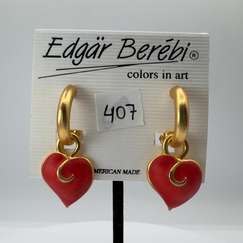 Vintage Y2k Edgär Berébi Colors in Art Gold and Red Matte Enamel Heart ...
