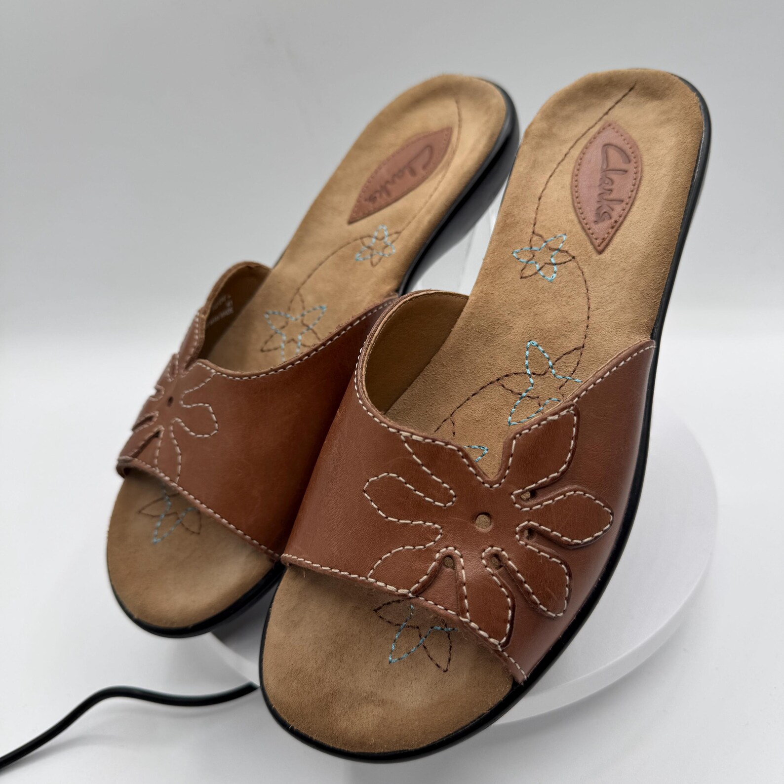 2004 Clarks Brown Floral Sandals - Clarks Natural Dill - Womens Size 6 ...