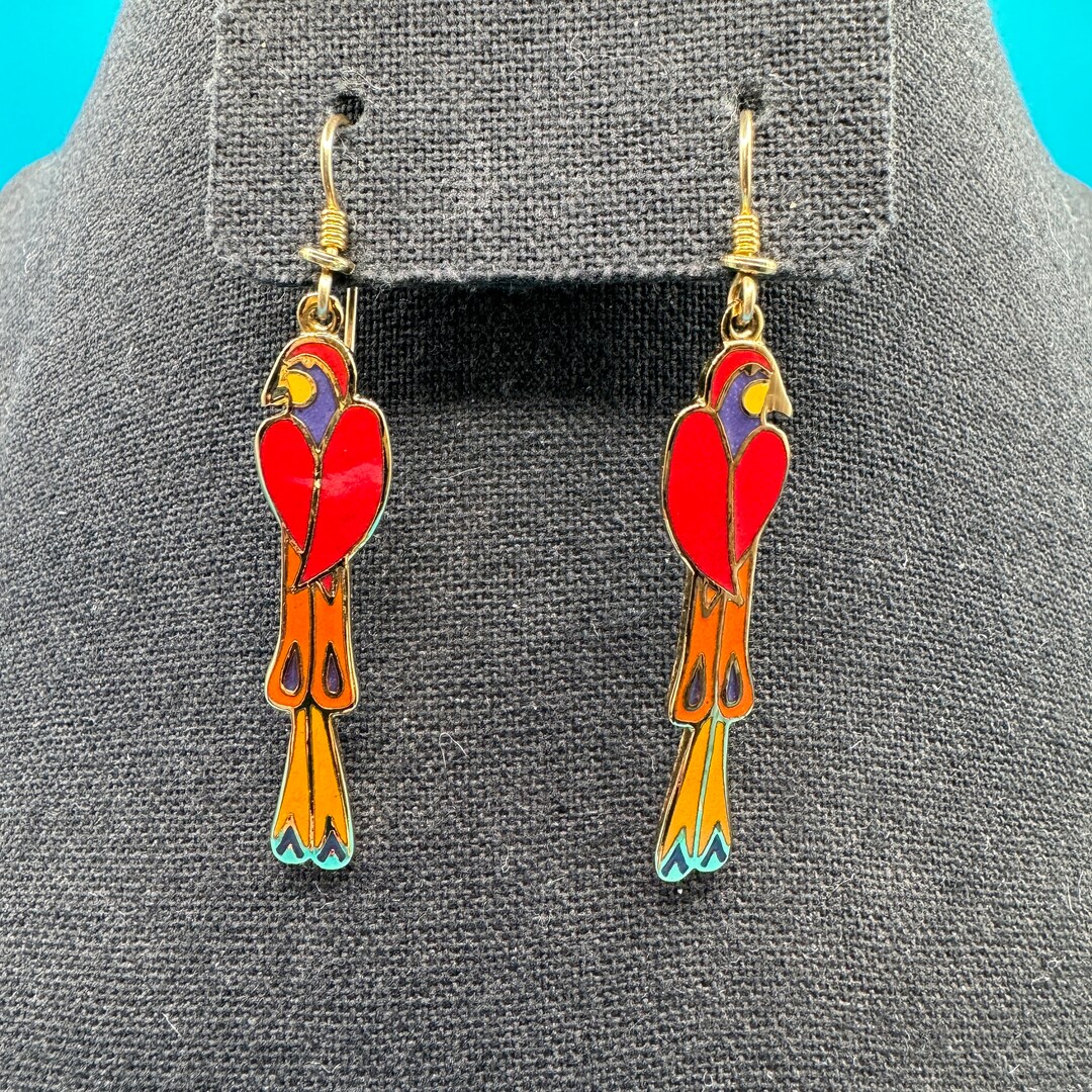 Vintage 1990's Laurel Burch mayan Bird Enamel Dangle Earrings NWT - Etsy