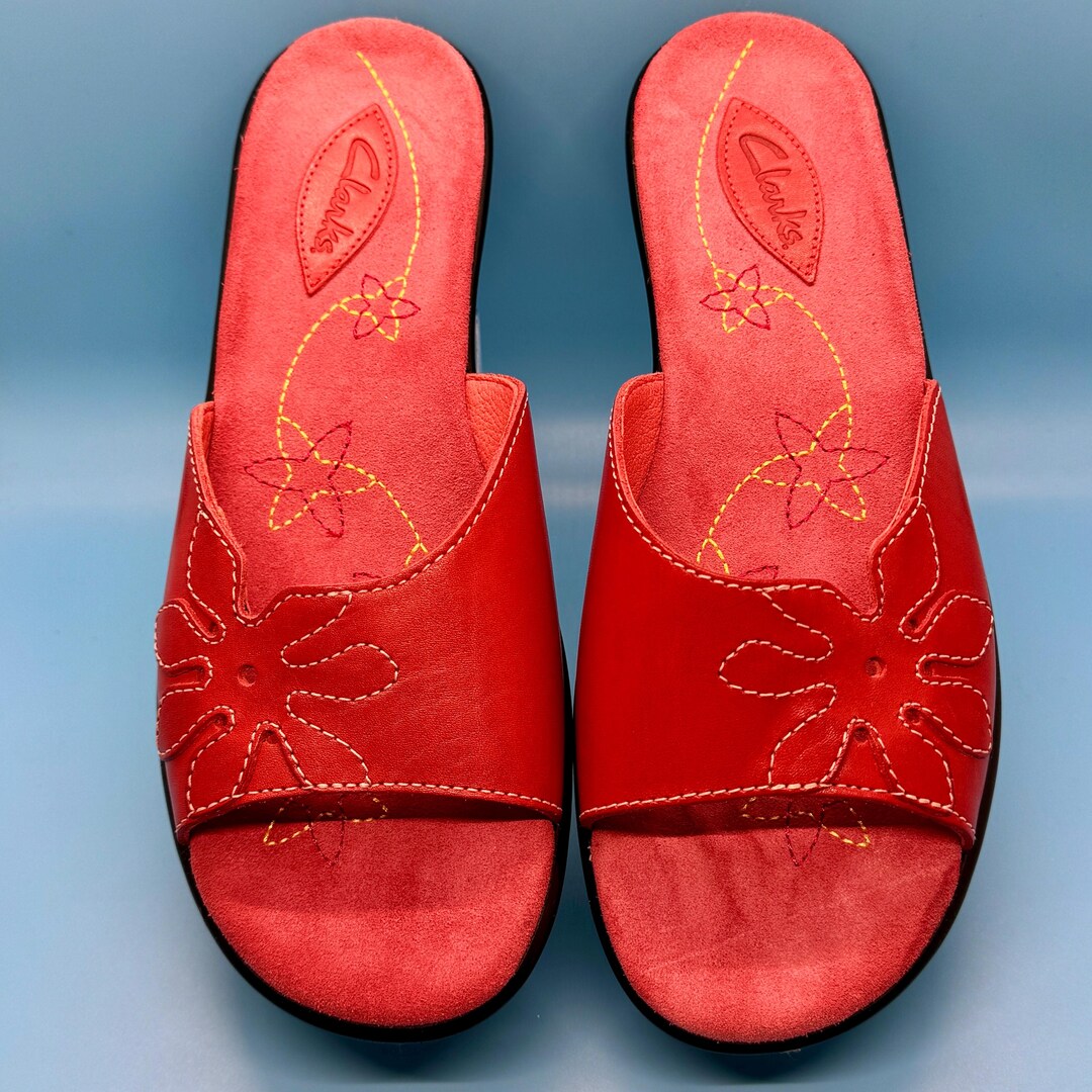 2004 Clarks Red Floral Sandals - Clarks Poppy Dill - Womens Size 6 1/2 ...