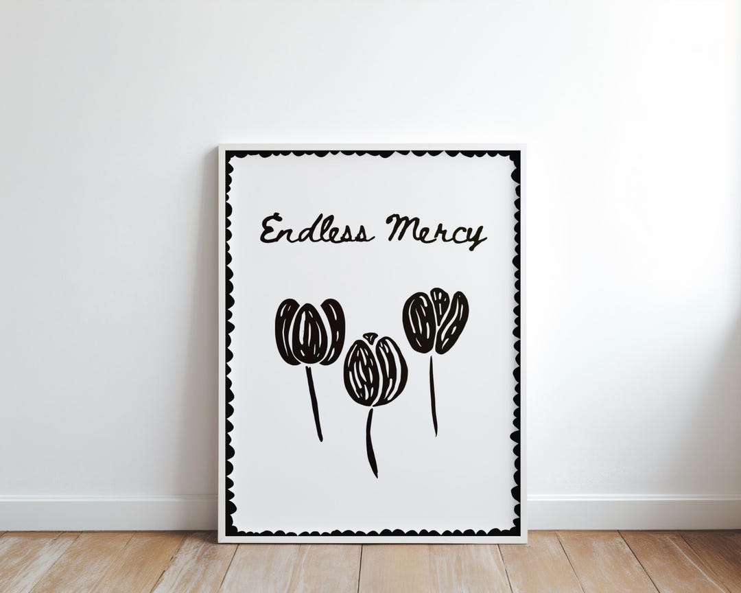 Endless Mercy Modern Christian Art: Cottagecore Bible Verse Poster ...