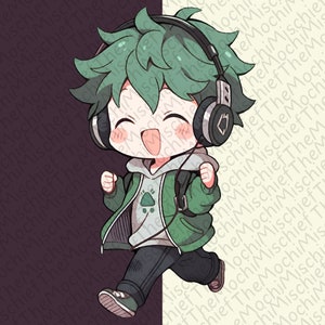 7 Cute Anime Chibi Boys in Green Clipart Pack - Commercial Use and ...