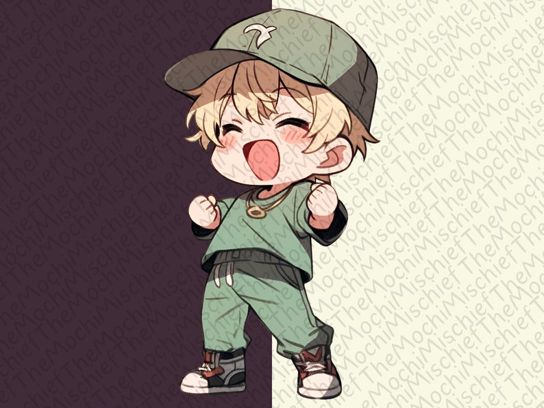 7 Cute Anime Chibi Boys in Green Clipart Pack - Commercial Use and ...