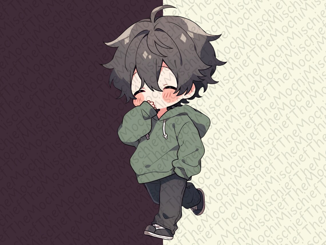 7 Cute Anime Chibi Boys in Green Clipart Pack - Commercial Use and ...