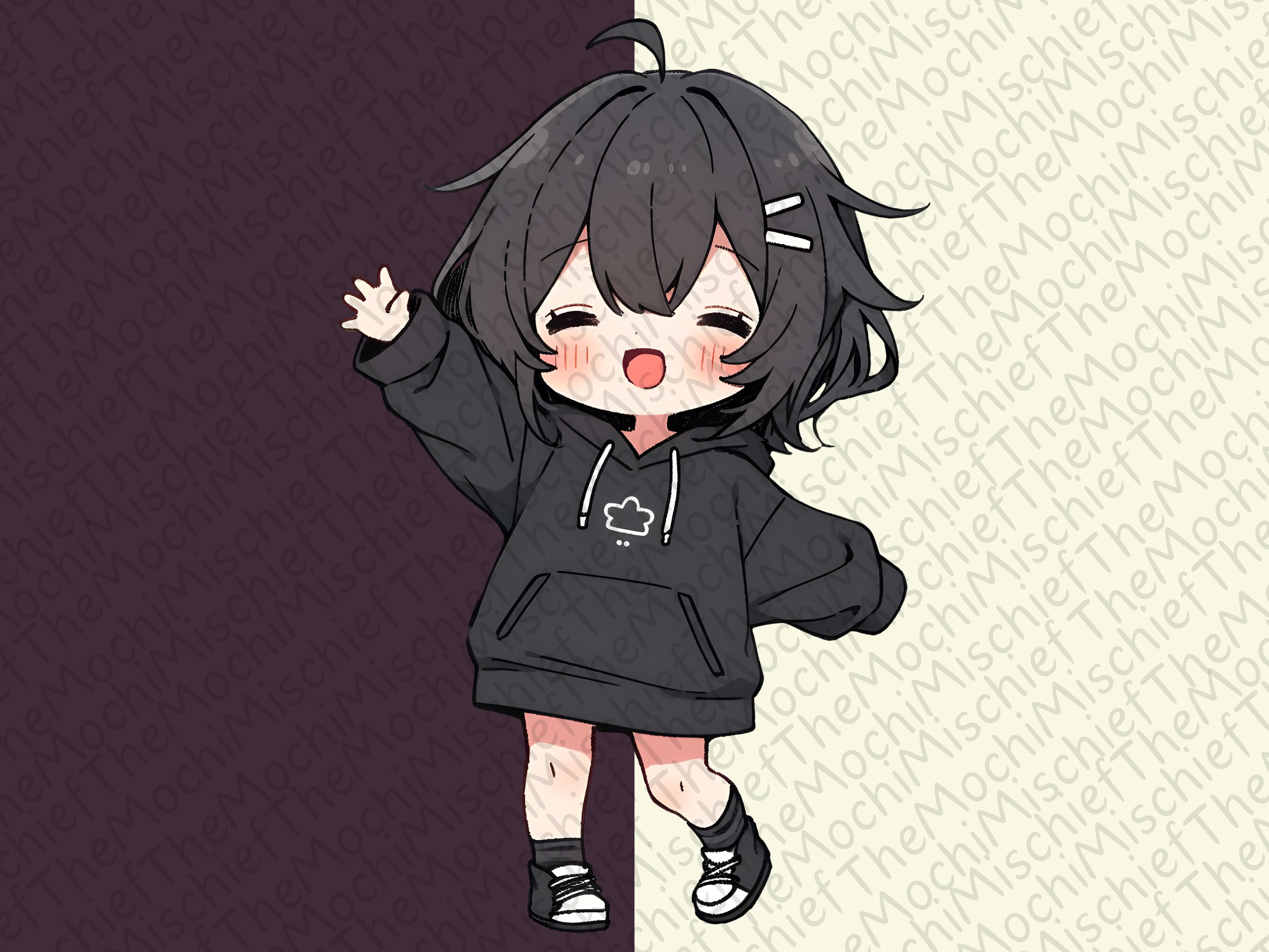 7 Adorable Kawaii Chibis in Black Clipart Bundle Commercial Use and ...