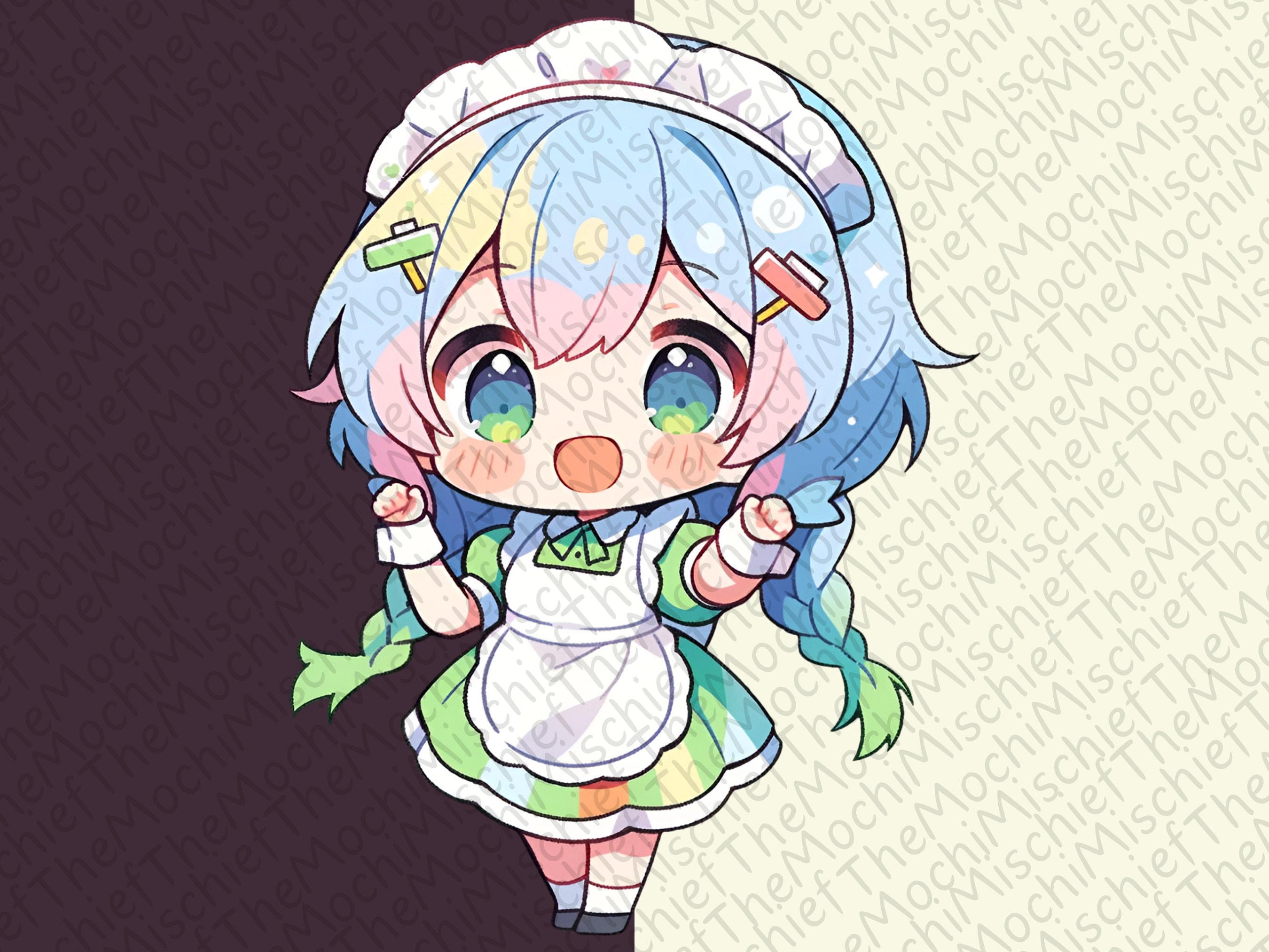 7 Kawaii Chibi Maids Clipart Bundle Commercial Use Transparent ...