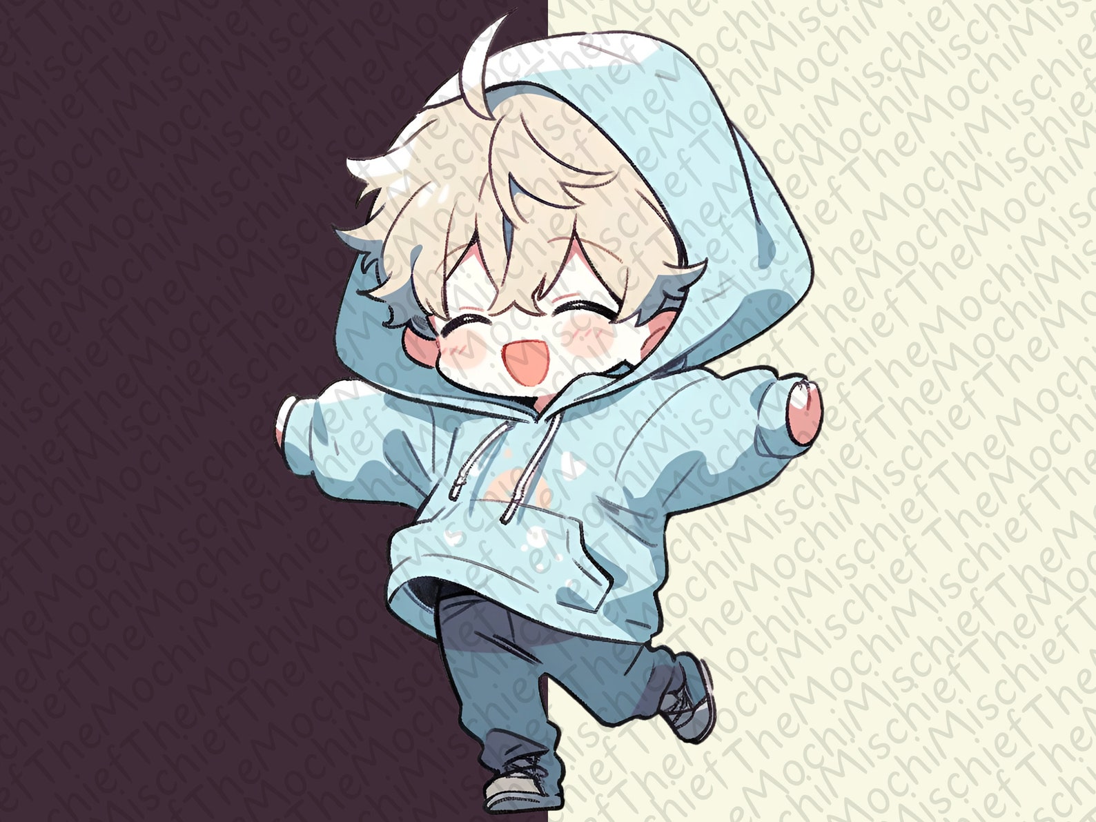 Cute Chibi Boys in Cyan Clipart Pack Adorable Nursery Decor Kawaii ...