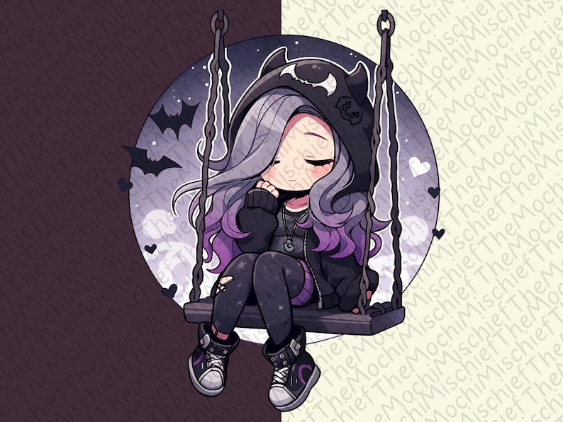 15 Kawaii Chibi Gothic Girls Clipart Bundle Commercial Use Transparent ...