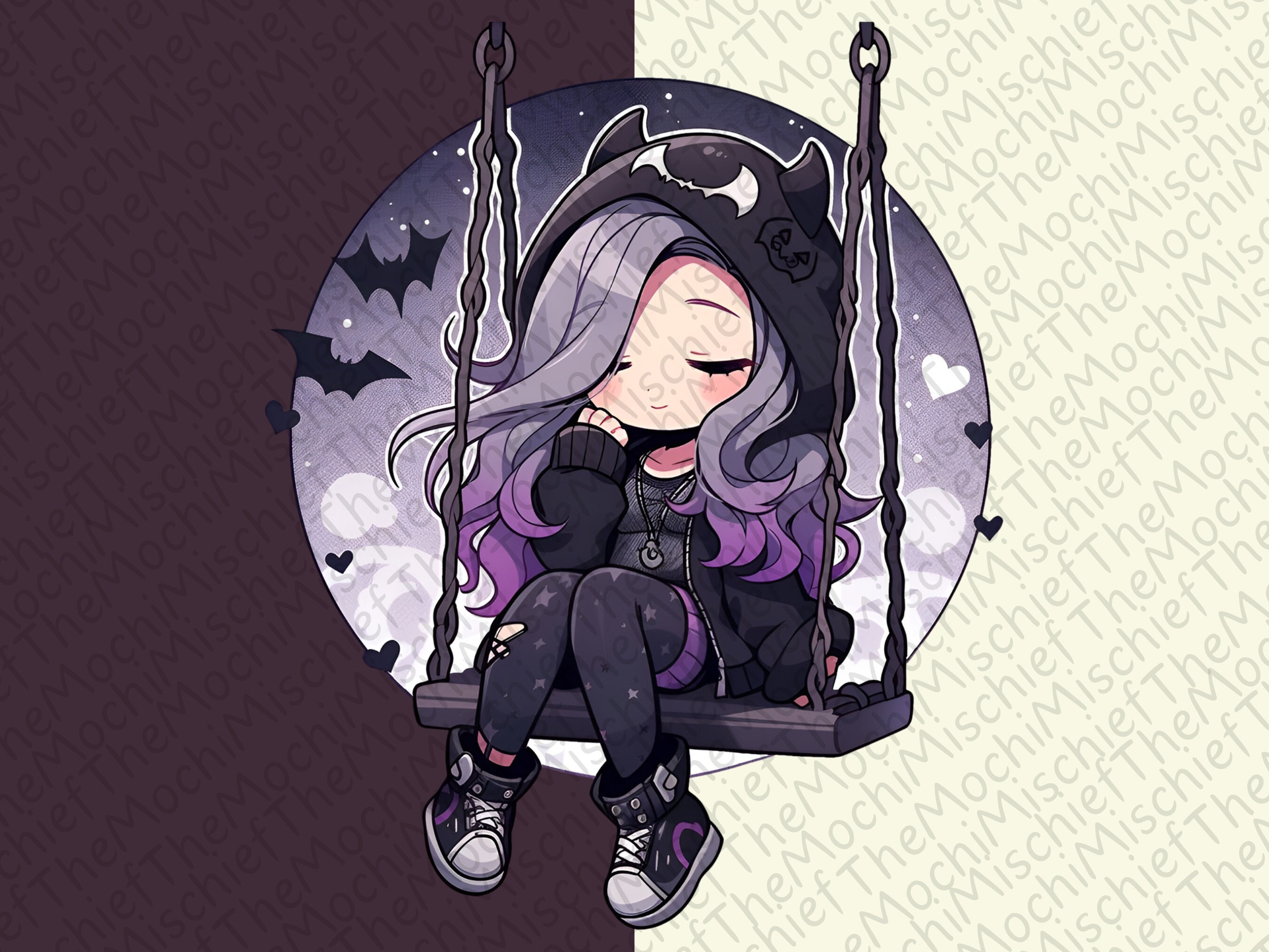 15 Kawaii Chibi Gothic Girls Clipart Bundle Commercial Use Transparent ...