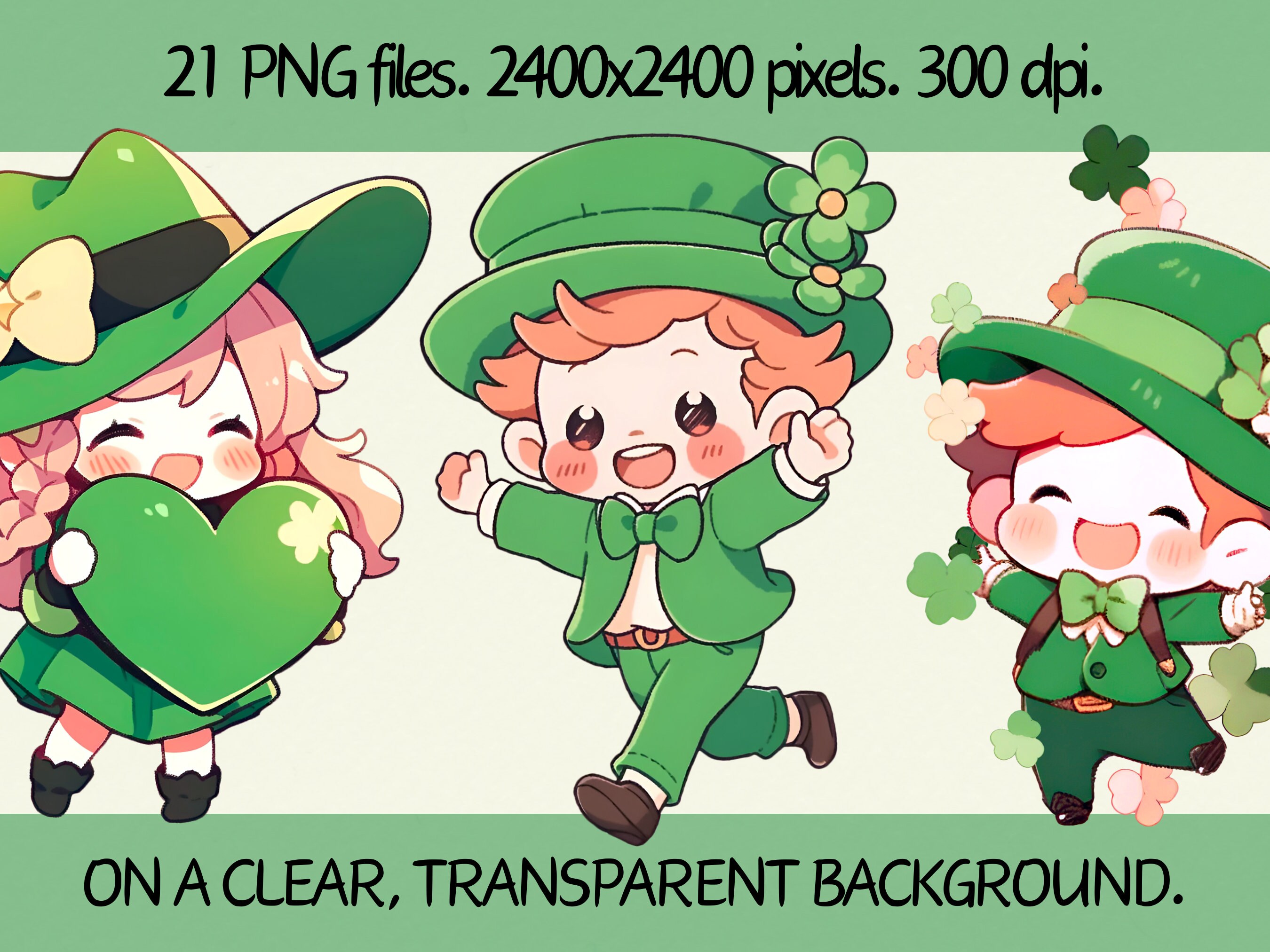 15 Charming Chibi Leprechaun Clipart Set Commercial Use, Pngs for St ...