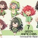 7 Adorable Kawaii Green Chibi Clipart Bundle Commercial Use and ...