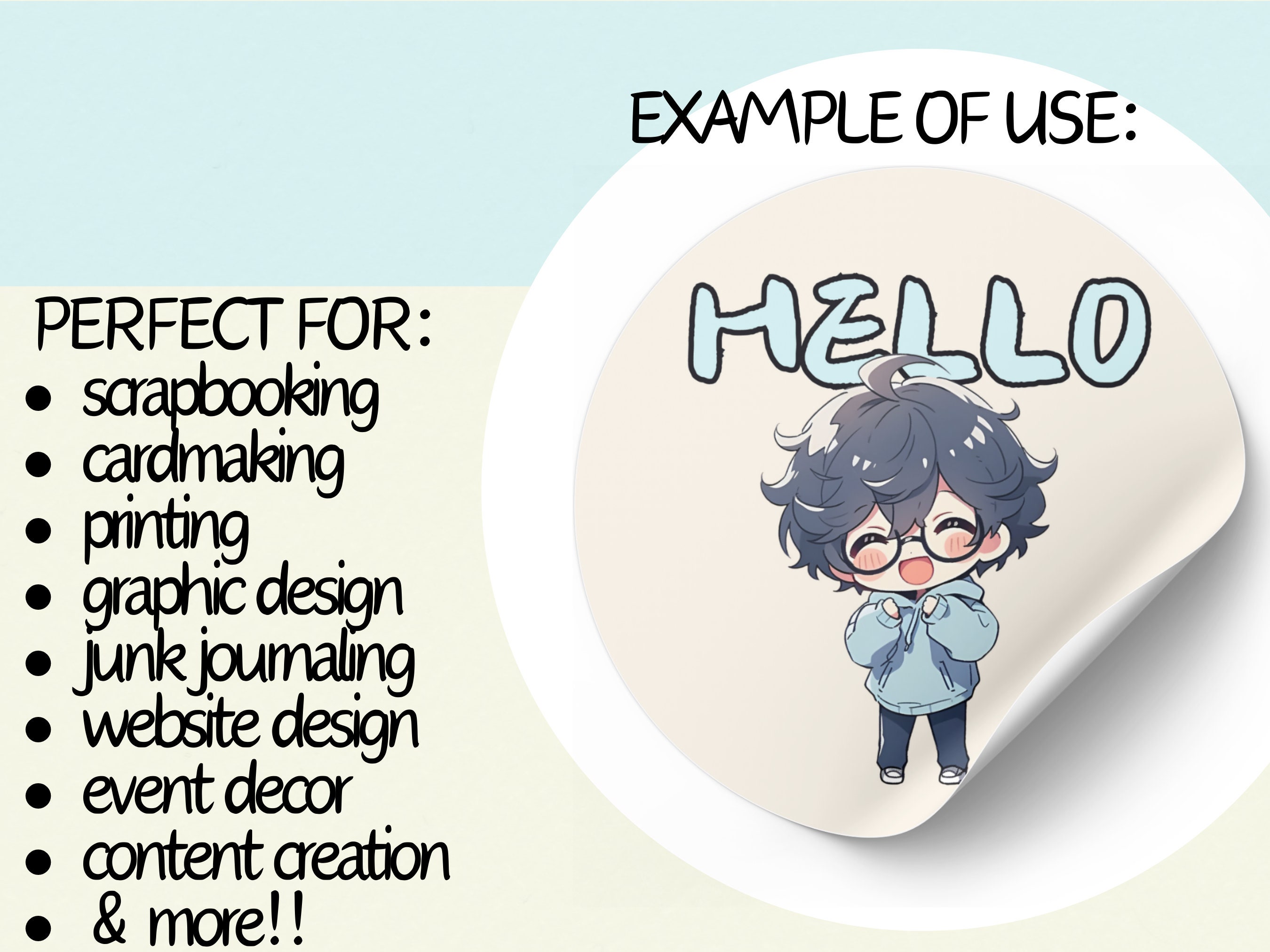 Cute Chibi Boys in Cyan Clipart Pack - Adorable Nursery Decor | Kawaii ...