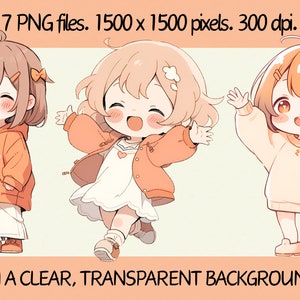 7 Adorable Kawaii Pastel Orange Chibi Clipart - Commercial Use and ...