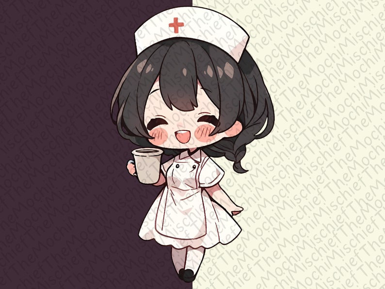 15 Kawaii Chibi Nurses Clipart Bundle Commercial Use and Transparent ...
