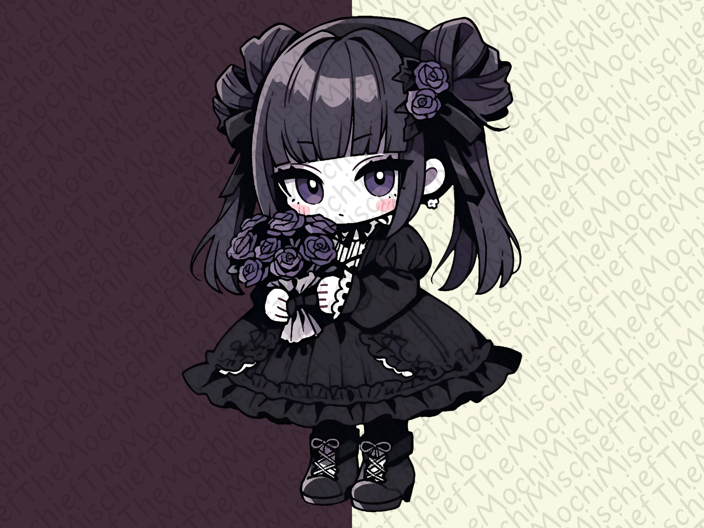 15 Kawaii Chibi Gothic Girls Clipart Bundle Commercial Use Transparent ...