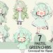 7 Adorable Kawaii Pastel Green Chibi Cliparts - Commercial Use and ...