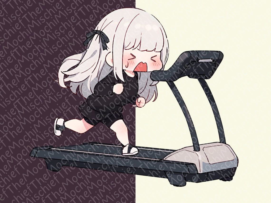 7 Kawaii Fitness Chibi Clipart Bundle Commercial Use and Transparent ...