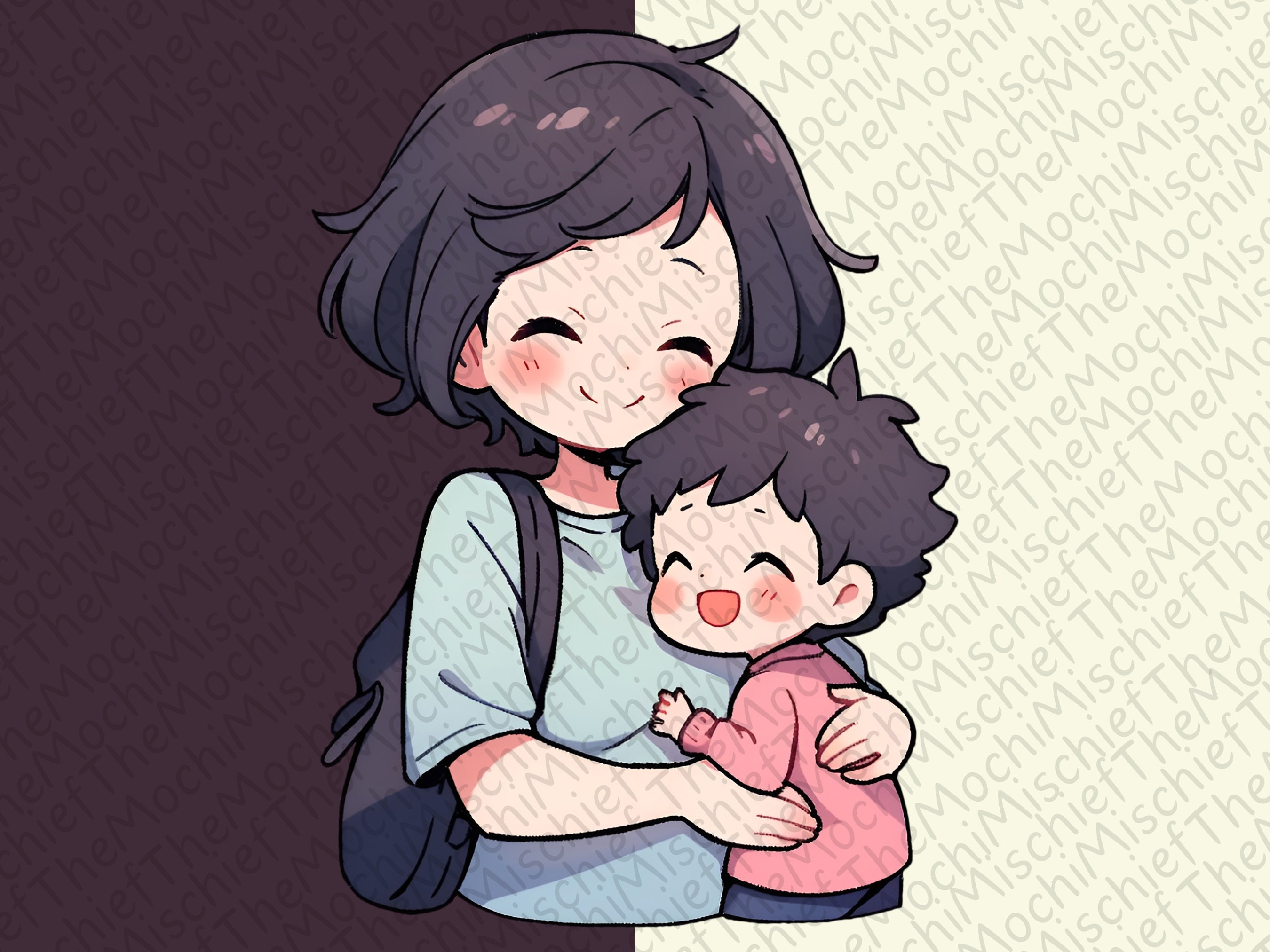 Anime Mother's Day - 15 Commercial Use Pngs, Kawaii Chibi Mom Stickers ...