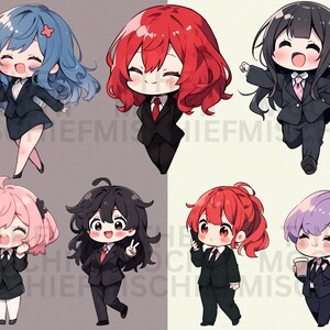 Kawaii Chibi Clipart: Girl Boss Office Suits (digital Download) - Etsy