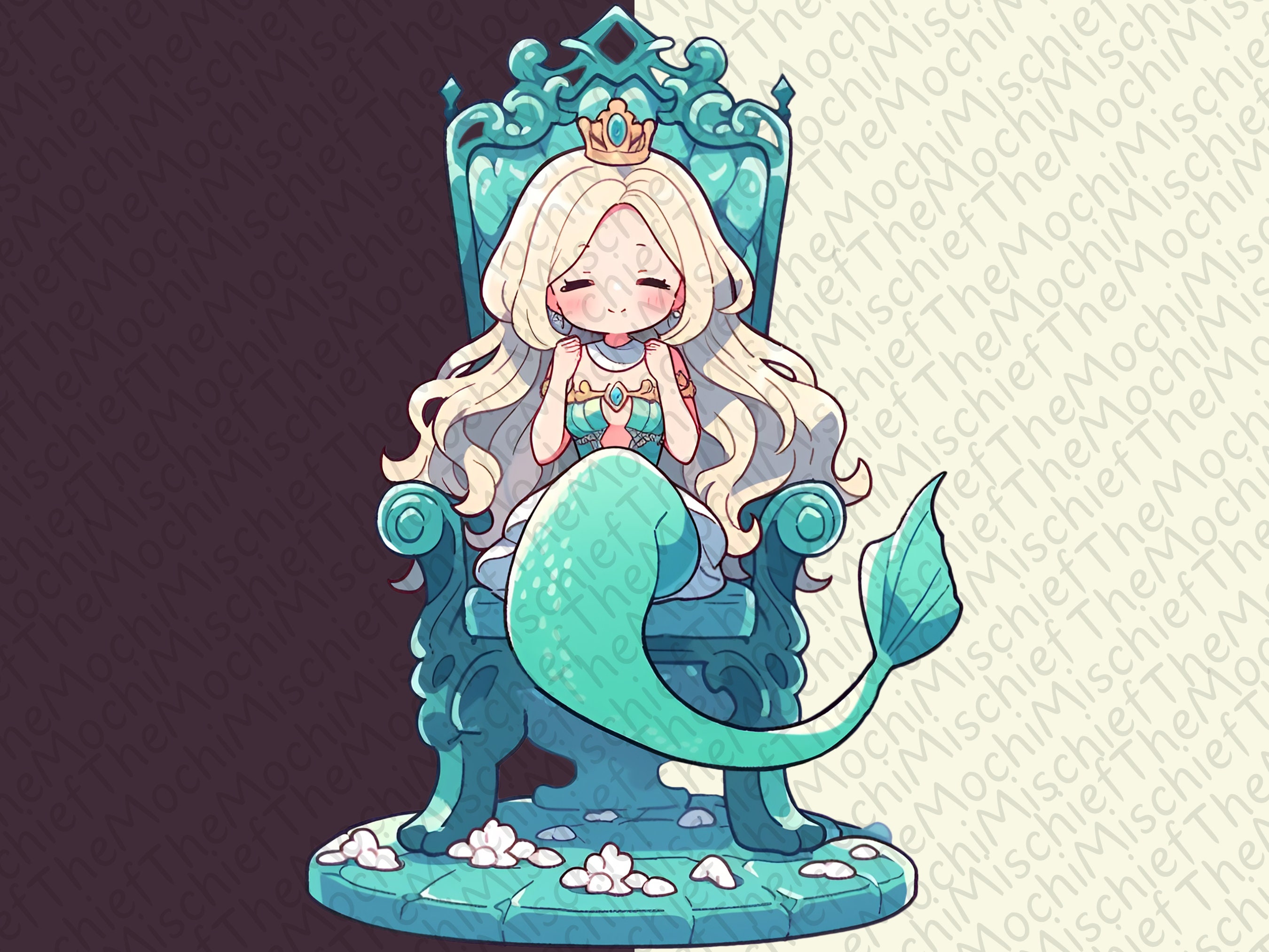 Mermaid Clipart: 21 Kawaii Chibi Ocean Illustrations (digital Download ...
