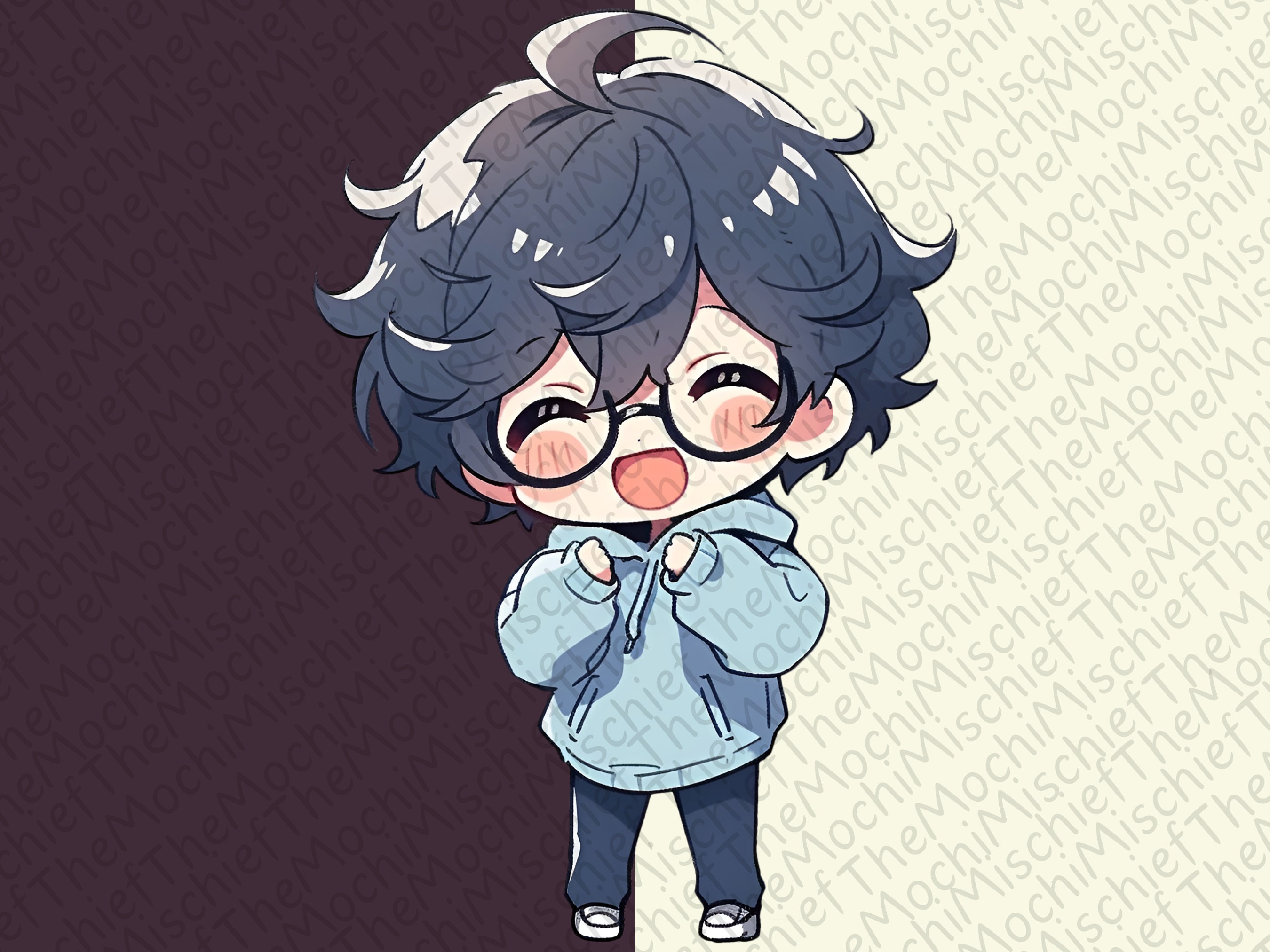 Cute Chibi Boys in Cyan Clipart Pack Adorable Nursery Decor Kawaii ...