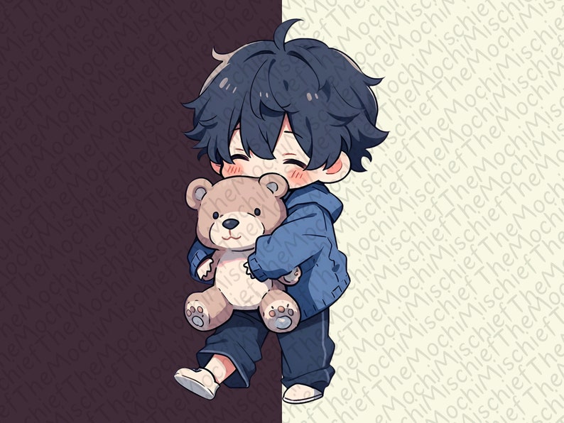 Blue Chibi Clipart - Adorable Nursery Decor | Kawaii Anime Boys ...