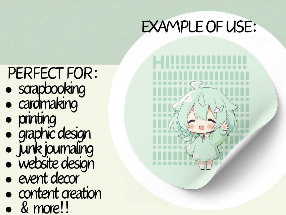 7 Adorable Kawaii Pastel Green Chibi Cliparts - Commercial Use and ...