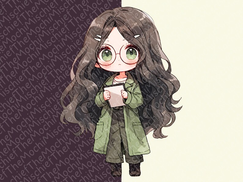 7 Adorable Kawaii Green Chibi Clipart Bundle - Commercial Use and ...