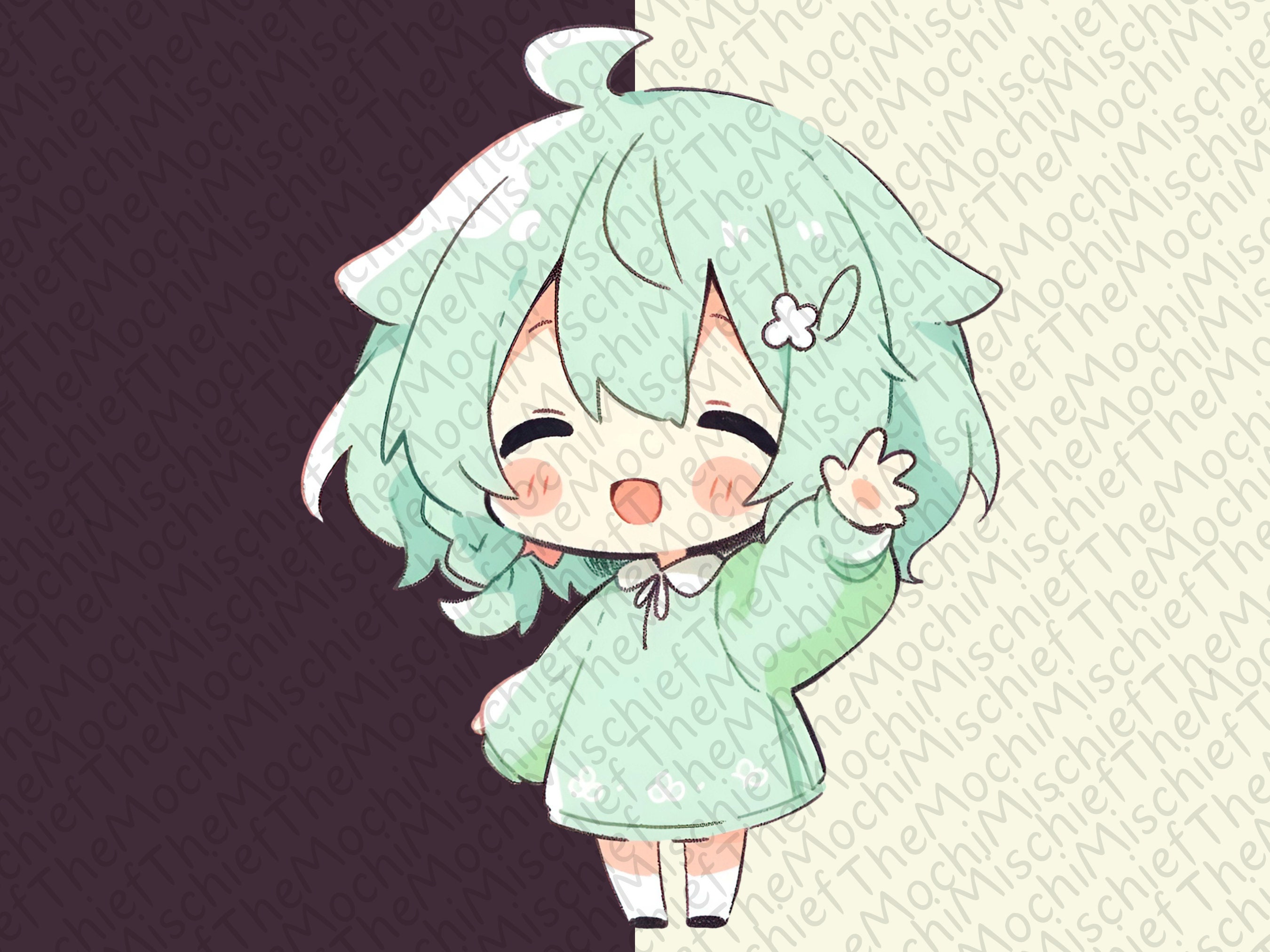 7 Adorable Kawaii Pastel Green Chibi Cliparts - Commercial Use and ...