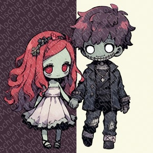 15 Kawaii Chibi Zombie Love Clipart Bundle - Commercial Use and ...