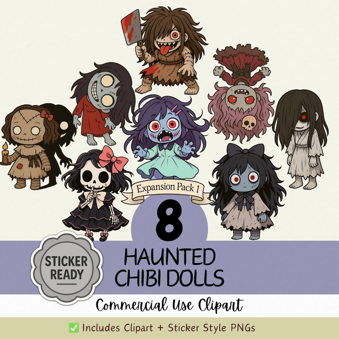 Haunted Chibi Dolls II: Creepy Kawaii Horror Pngs (sticker Ready) - Etsy