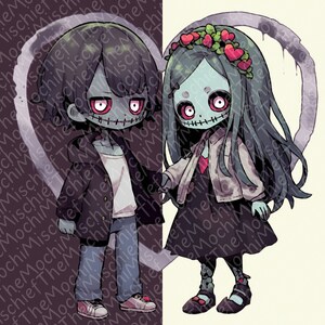 15 Kawaii Chibi Zombie Love Clipart Bundle - Commercial Use and ...