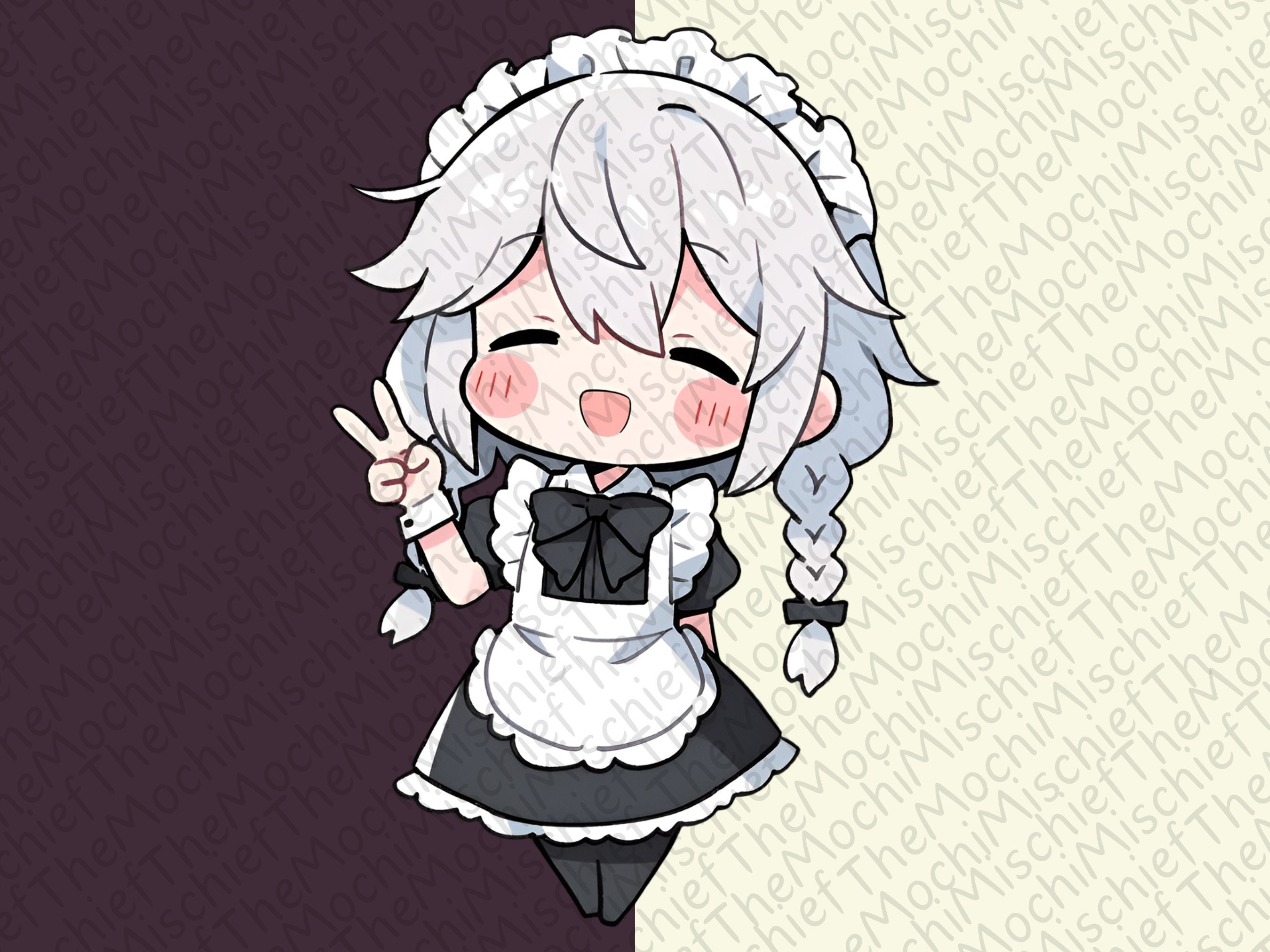 7 Kawaii Chibi Maids Clipart Bundle Commercial Use Transparent ...