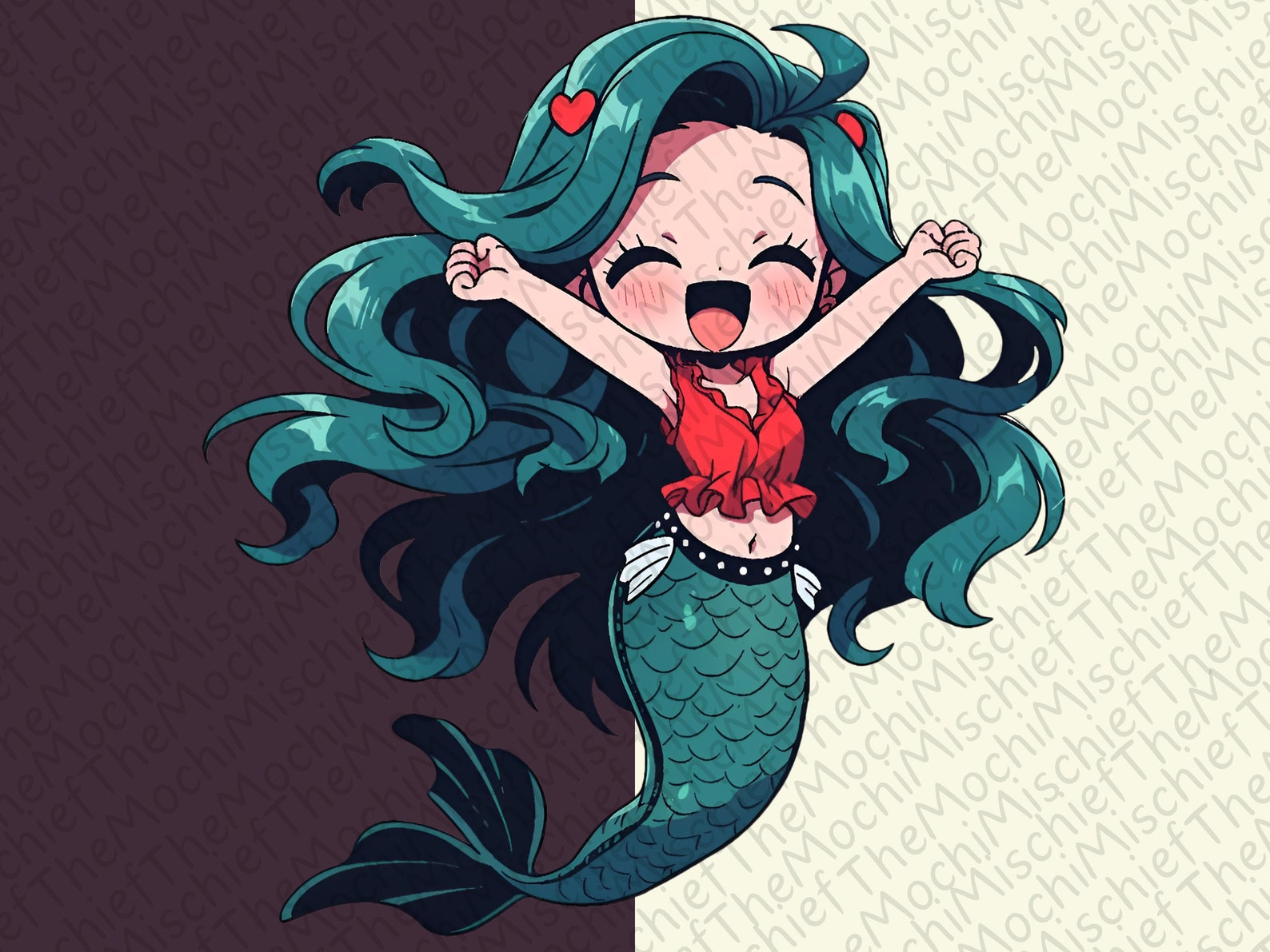 Mermaid Clipart: 21 Kawaii Chibi Ocean Illustrations (digital Download ...