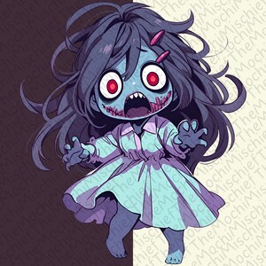 7 Scary Kawaii Haunted Chibi Clipart Commercial Use Transparent PNG for ...