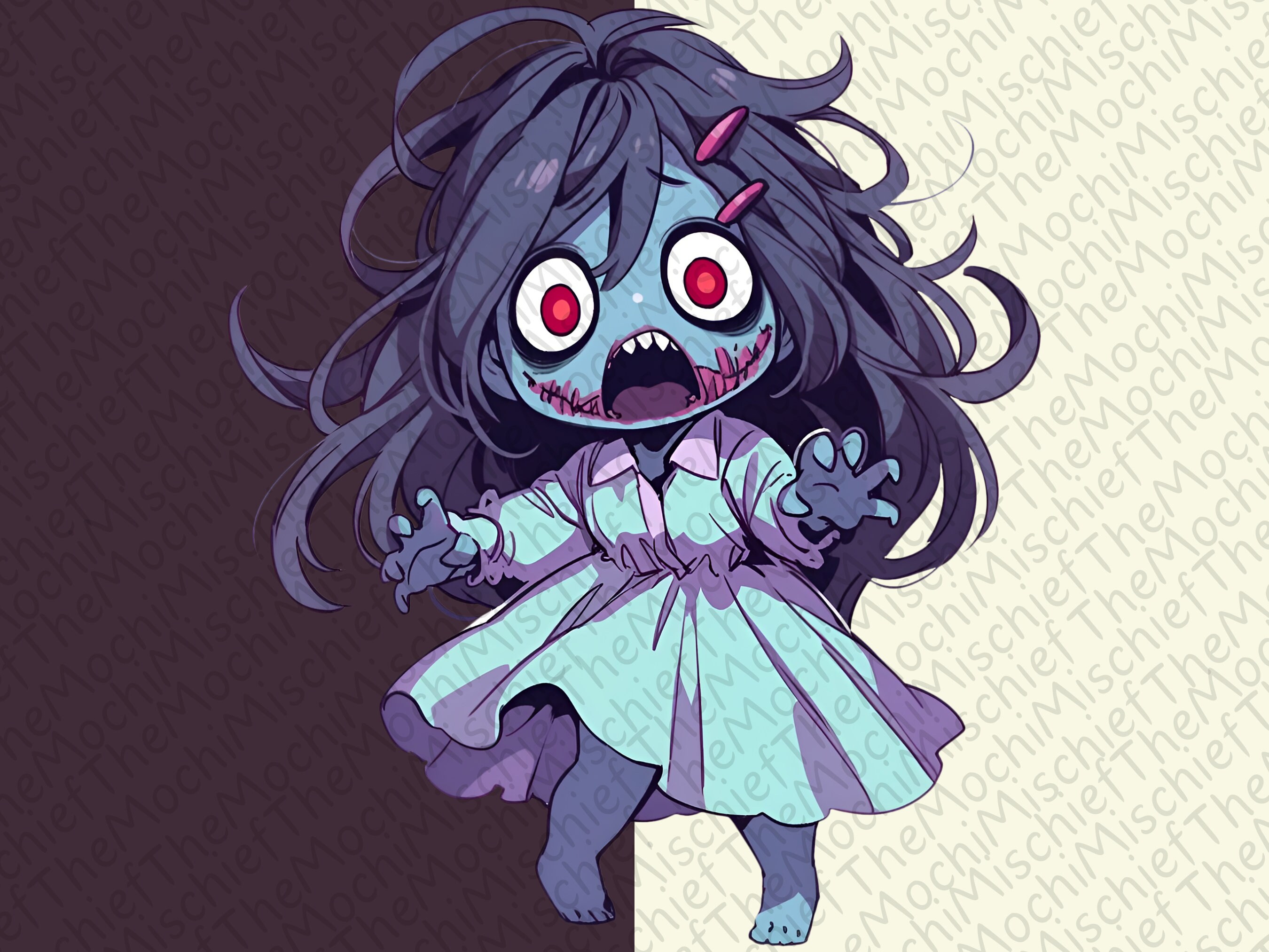 7 Scary Kawaii Haunted Chibi Clipart Commercial Use Transparent PNG for ...