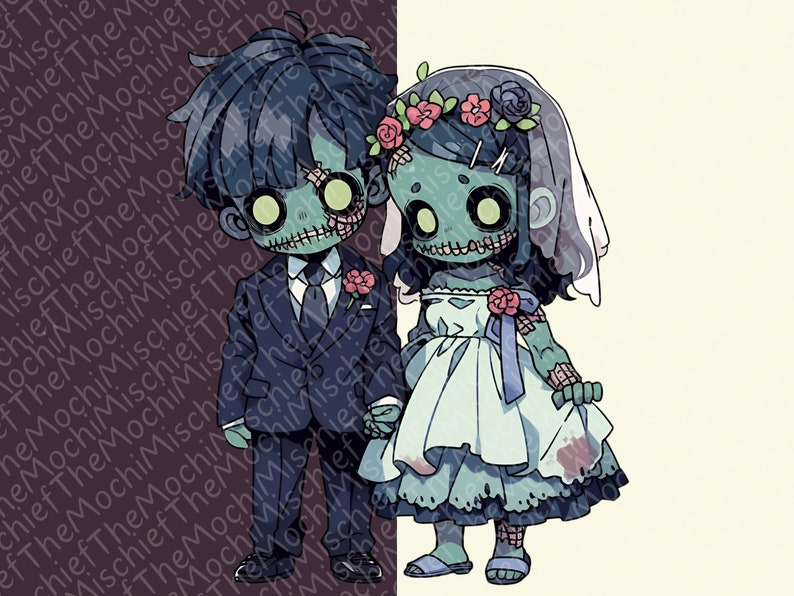 15 Kawaii Chibi Zombie Love Clipart Bundle Commercial Use and ...