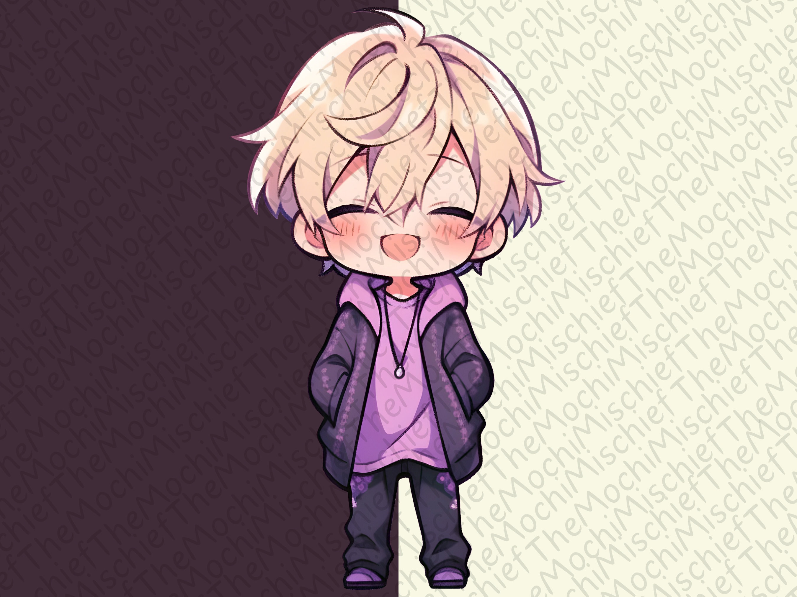 7 Cute Anime Chibi Boys in Purple Clipart Pack - Commercial Use and ...