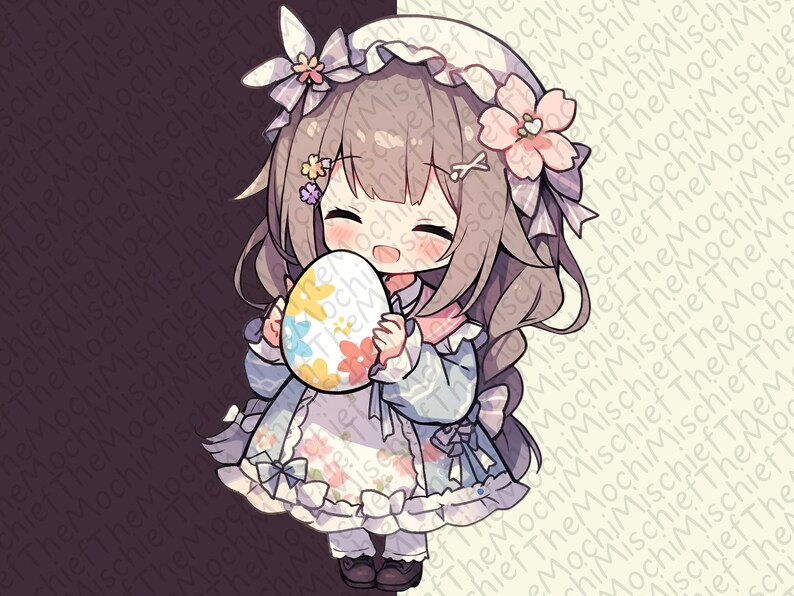 10 Kawaii Easter Chibi Clipart Bundle Cute Colorful Spring Chibi ...